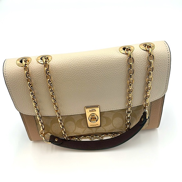 Coach | Bags | Coach Colorblock Flap Bag With Chain Shoulder Strap ...